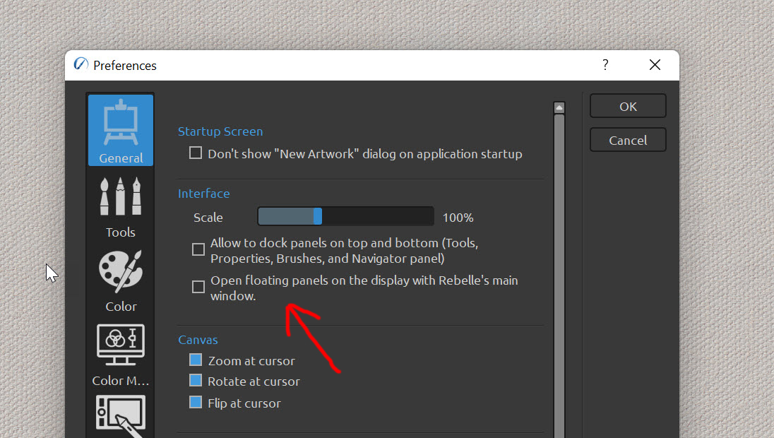 How does this work; "Open floating panels on the display