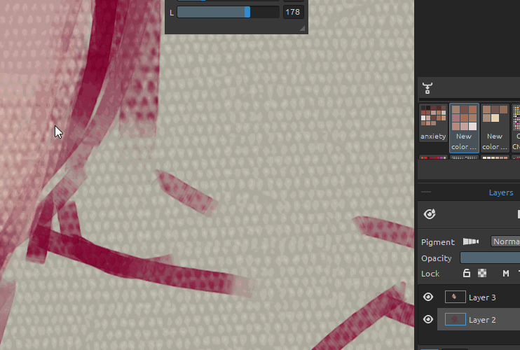 the use color pigment function having layer issues? | Reb