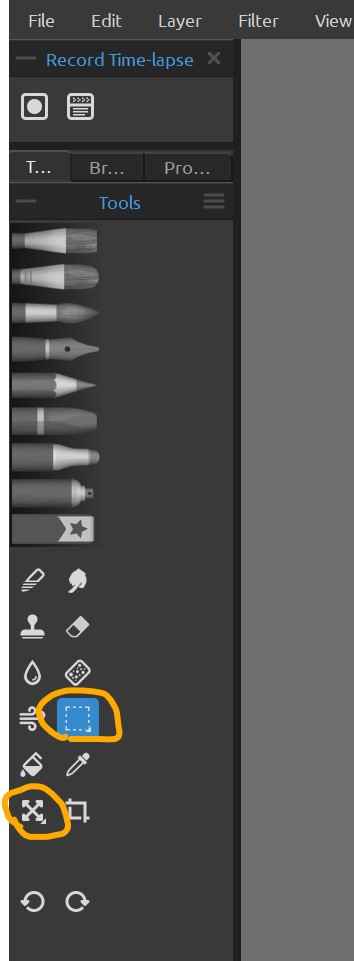 Give Tools with Down Arrows Pop-Ups with the Additional T