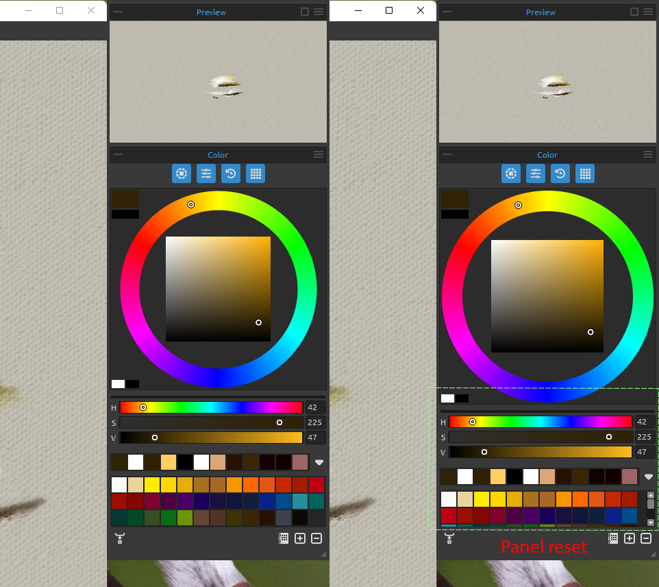 Color panel reset after Tablet mode activation | Support
